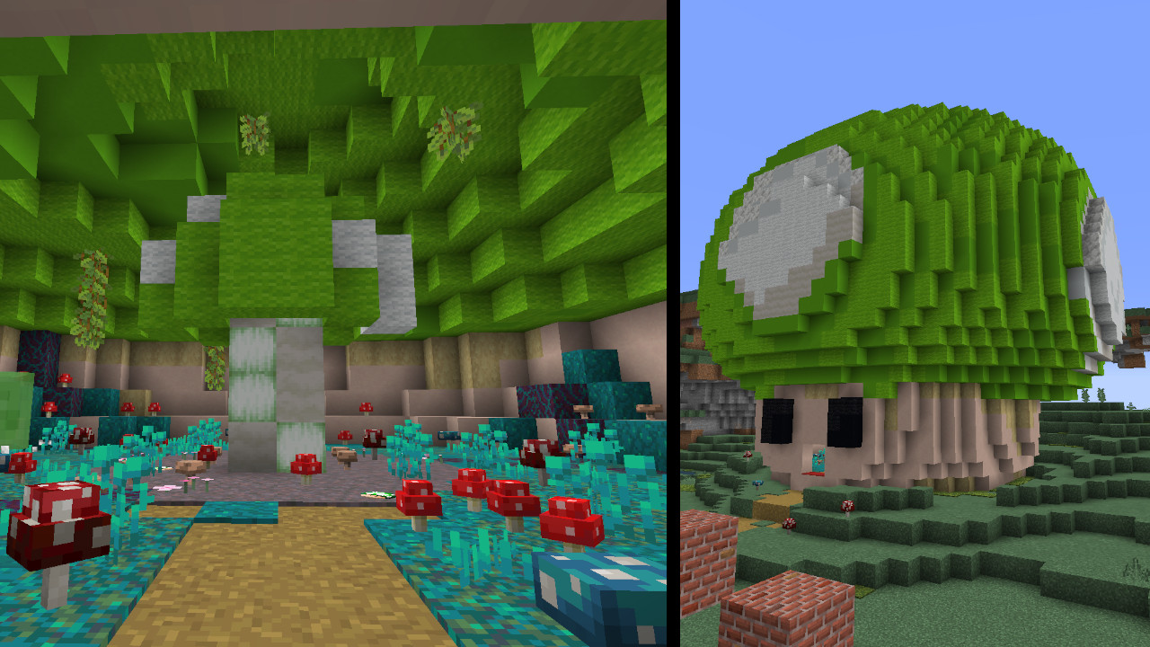 Minecraft Schematic 1UP Mushroom From Super Mario with themed interior ...