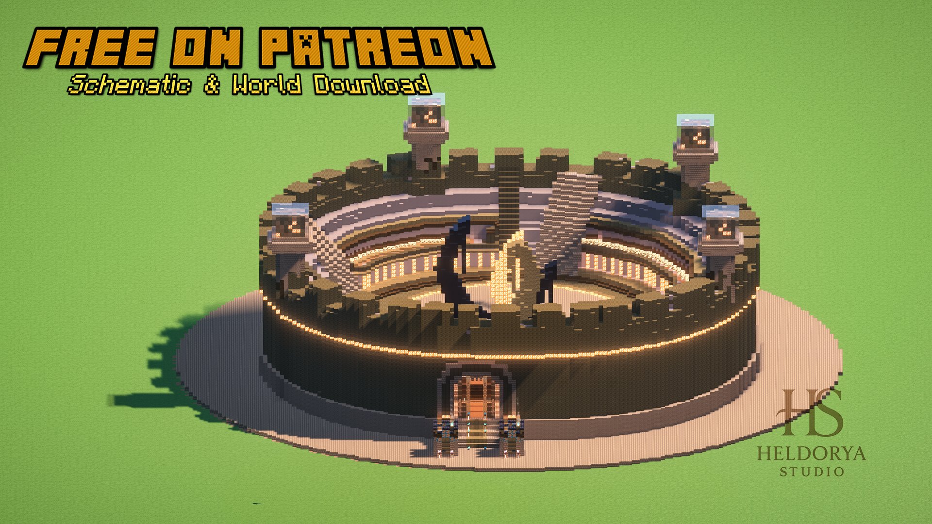 Minecraft Schematic 🎁 FREE Medieval PvP Arena & Spawn – Circular Battle ...