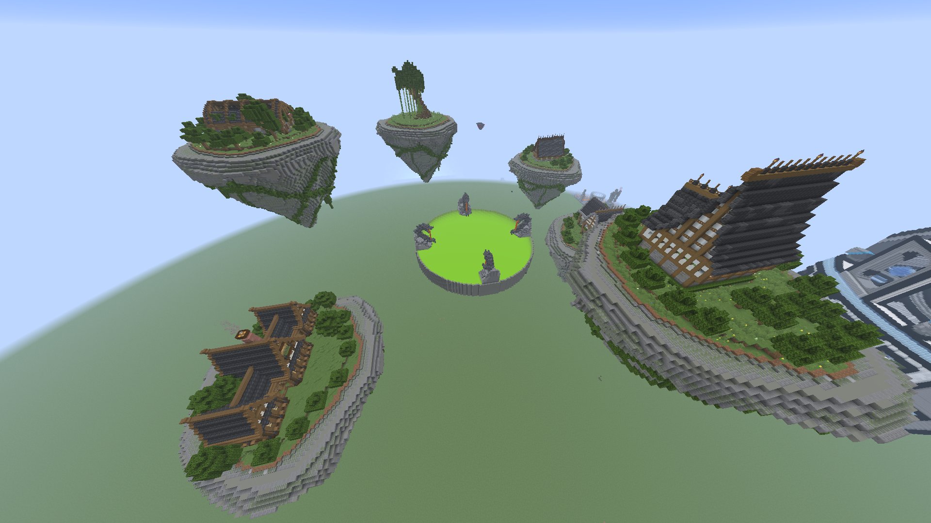 Minecraft Schematic Stoney floating islands with green fog floor spawn ...