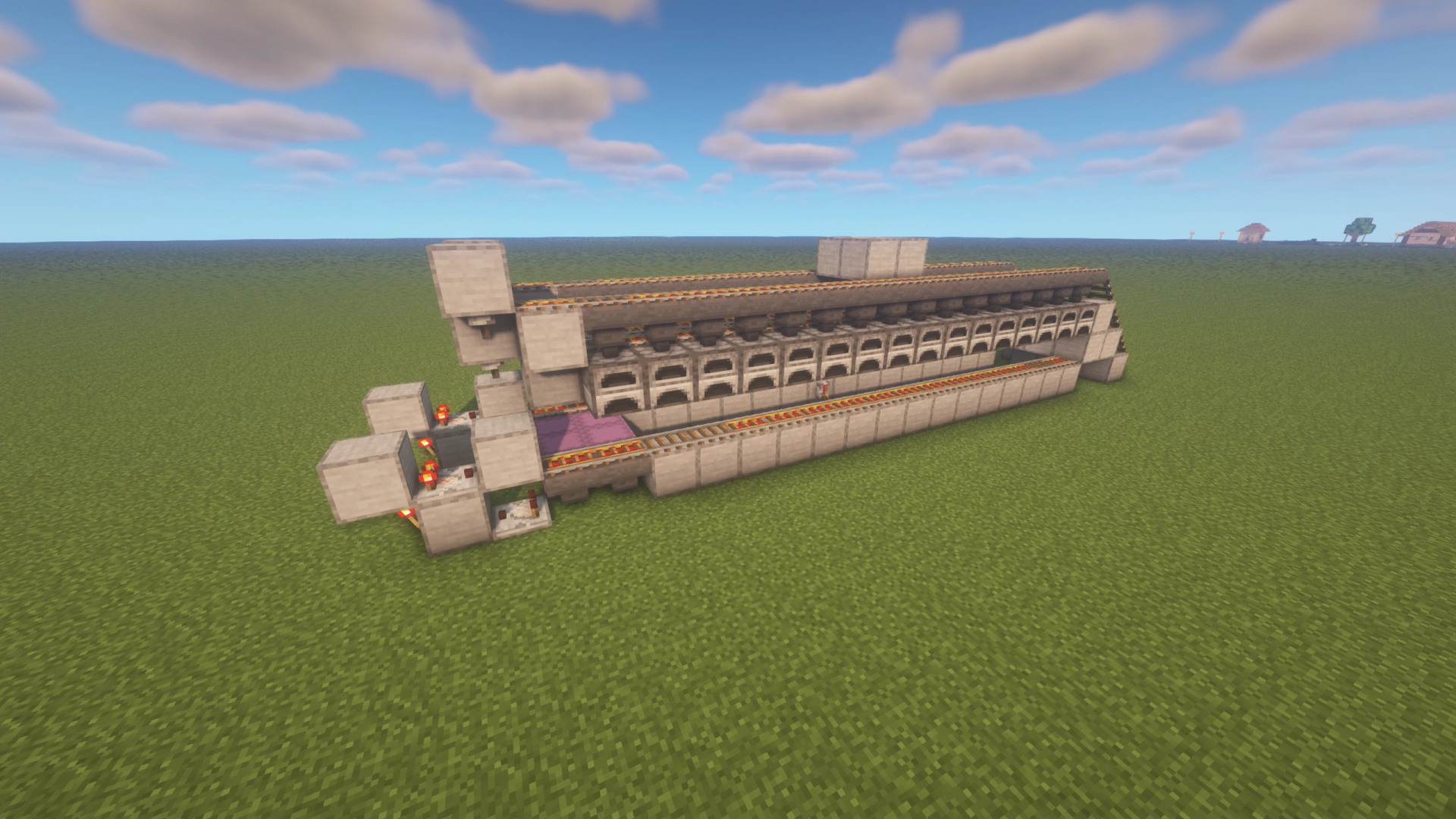 Smelter Array (2x16 with minecart unloader) Minecraft Schematic